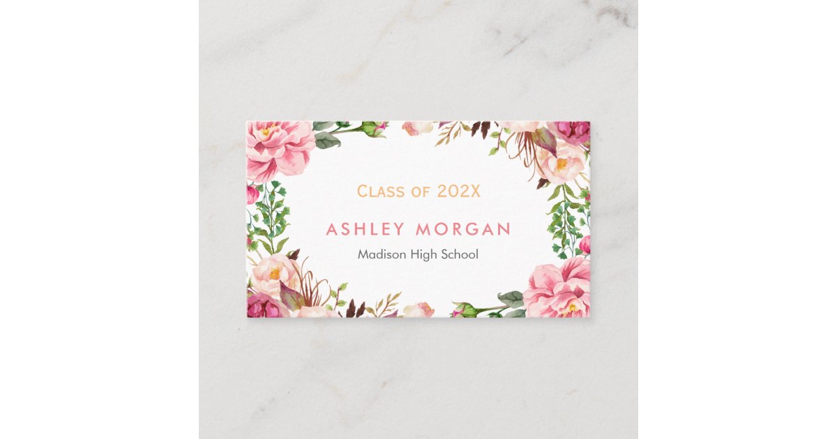 Beautiful Floral Graduate Students Graduation Calling Card | Zazzle