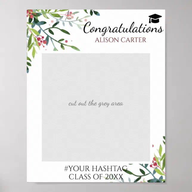 Beautiful Floral Graduation Party Photo Prop Poster | Zazzle