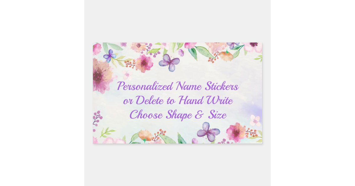 Beautiful Floral, Personalized Name Stickers | Zazzle