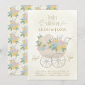 Beautiful Floral Pram Rustic Flowers Baby Shower Invitation | Zazzle