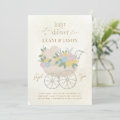 Beautiful Floral Pram Rustic Flowers Baby Shower Invitation | Zazzle