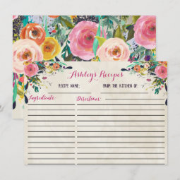 Beautiful Floral Recipe cards | Zazzle