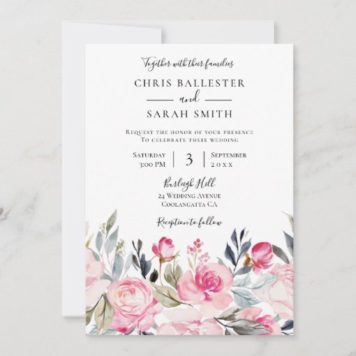 Beautiful Floral Watercolor Spring Wedding Invitation | Zazzle