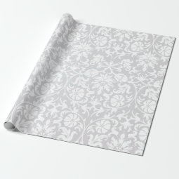 Beautiful Floral White Damask Wedding Design Wrapping Paper | Zazzle