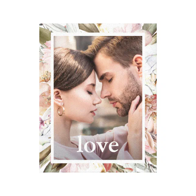 Beautiful Floral with Love Typography Photo Canvas Print | Zazzle
