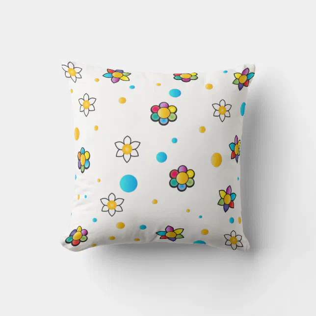 Beautiful flowers cute pattern for Kids Room Throw Pillow | Zazzle