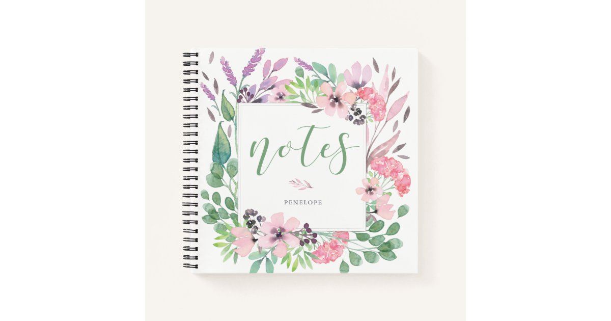 Beautiful Flowers | Watercolor Floral and Leaves Notebook | Zazzle