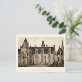 Beautiful French Chateau in Sepia Tones Postcard | Zazzle
