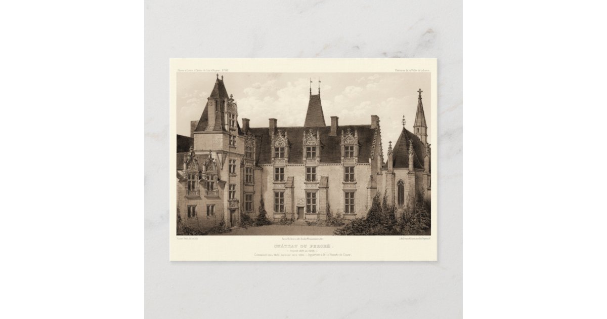 Beautiful French Chateau in Sepia Tones Postcard | Zazzle