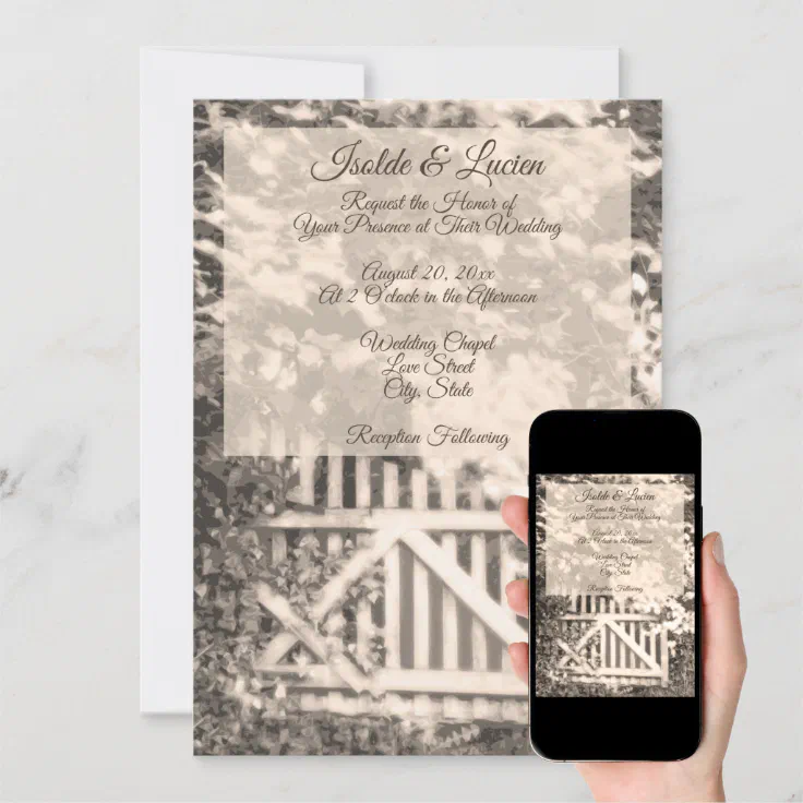 Beautiful Garden Gate Wedding Invitation | Zazzle