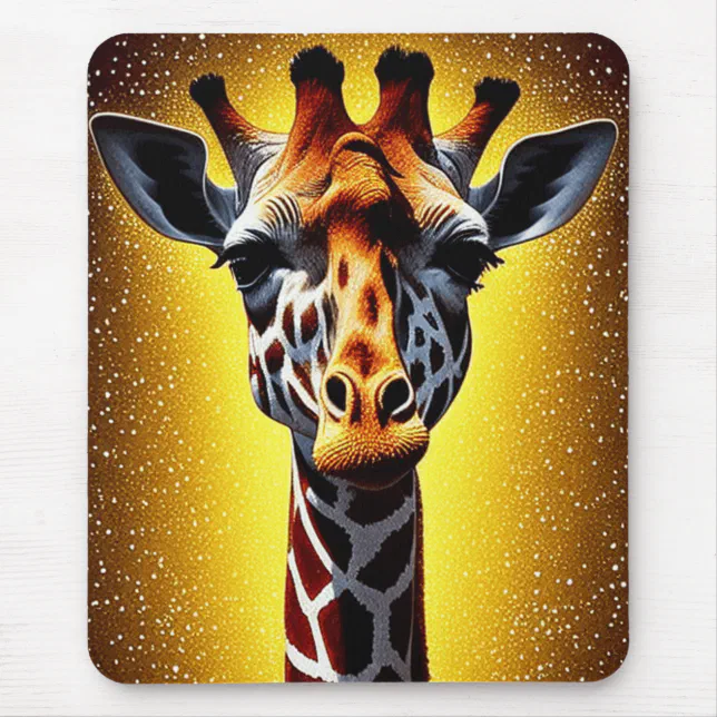 Beautiful Giraffe with a Gold Glitter Mouse Pad | Zazzle