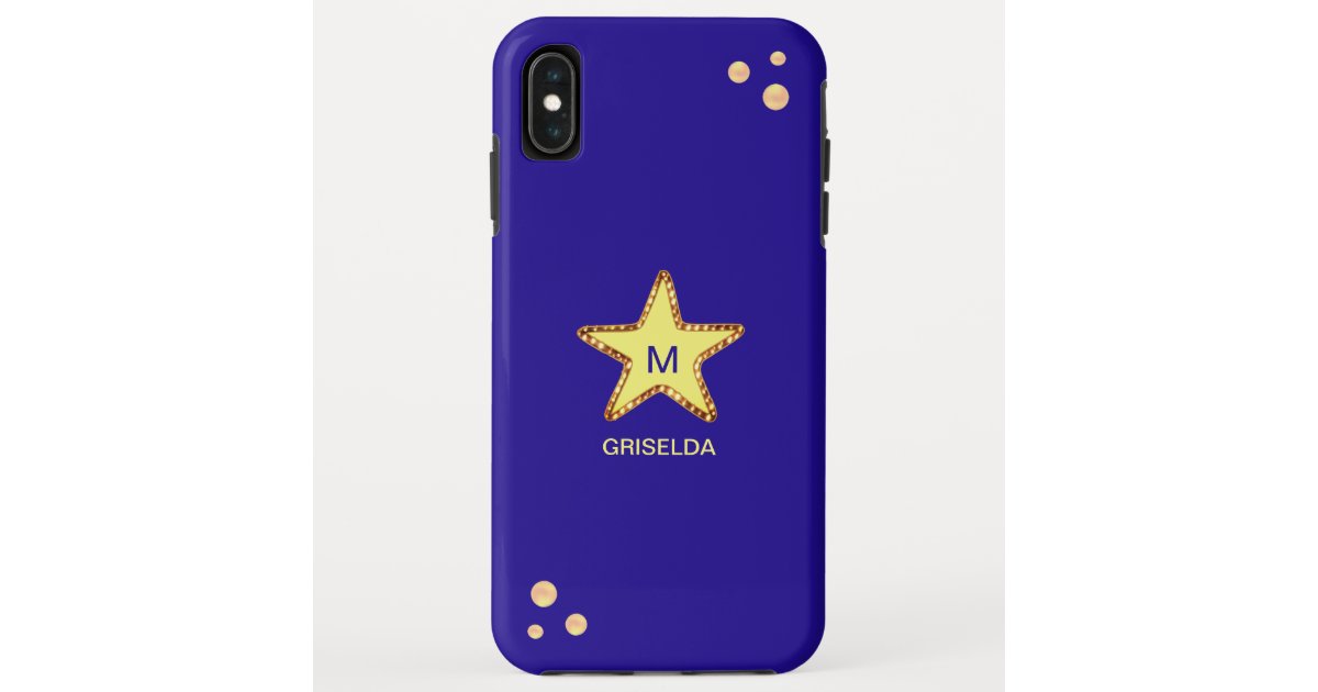 Beautiful Glittering Golden Star on Blue Case-Mate iPhone Case | Zazzle