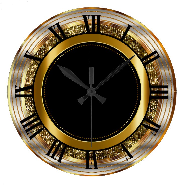 Beautiful Gold and Black Large Clock | Zazzle