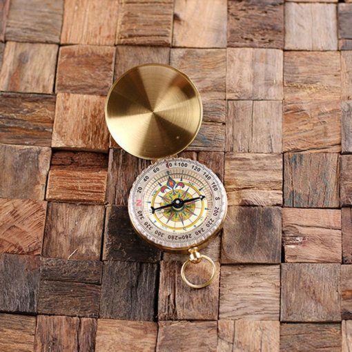 Beautiful Gold Laser Engraved Brass Compass | Zazzle