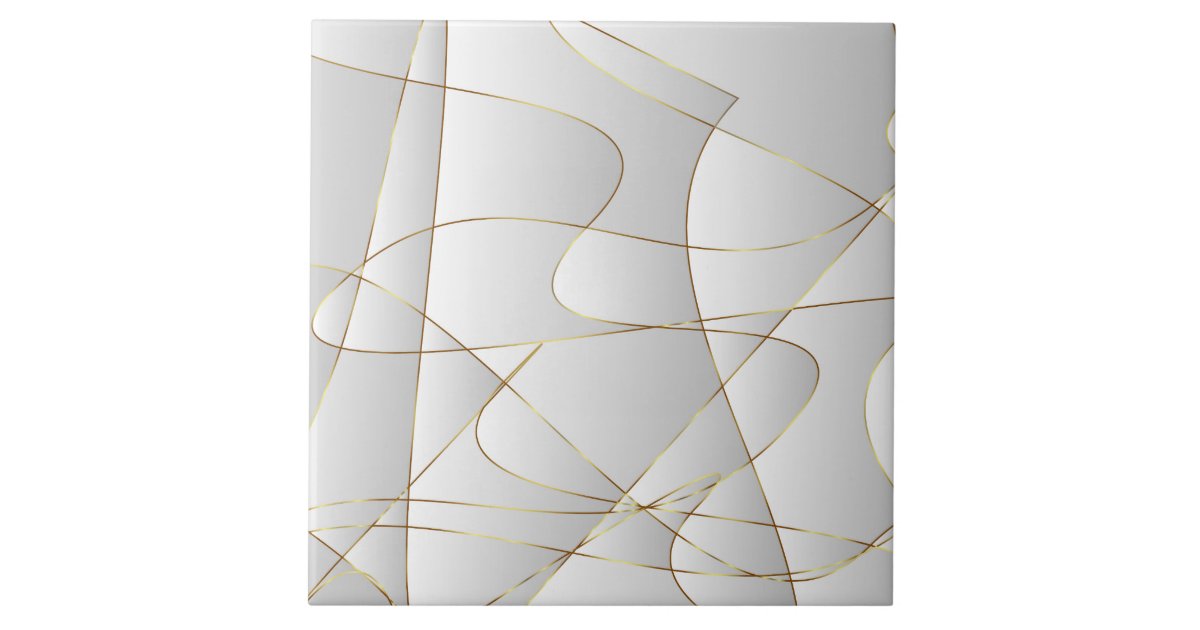 Beautiful gold lines ceramic tile | Zazzle