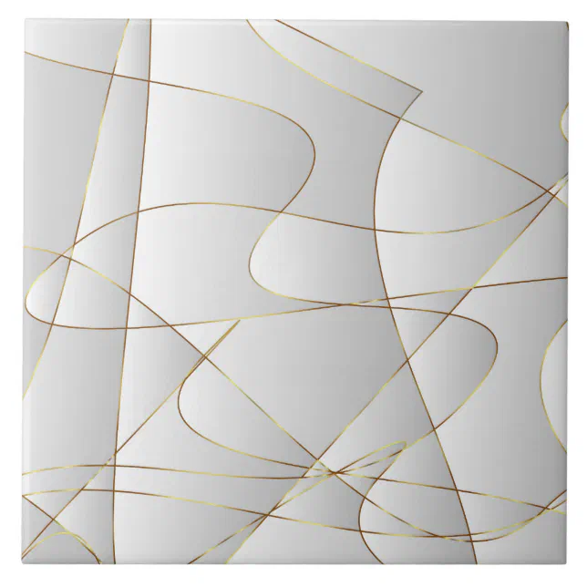 Beautiful gold lines ceramic tile | Zazzle