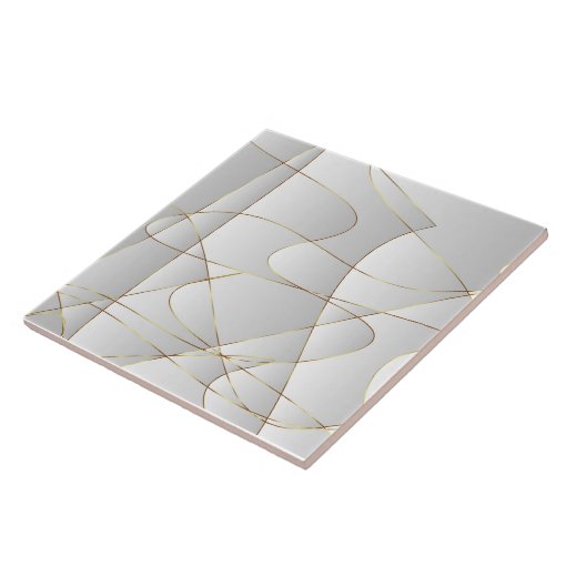 Beautiful gold lines ceramic tile | Zazzle