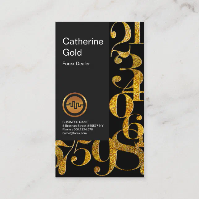 Beautiful Gold Numbers Design Forex Business Card | Zazzle