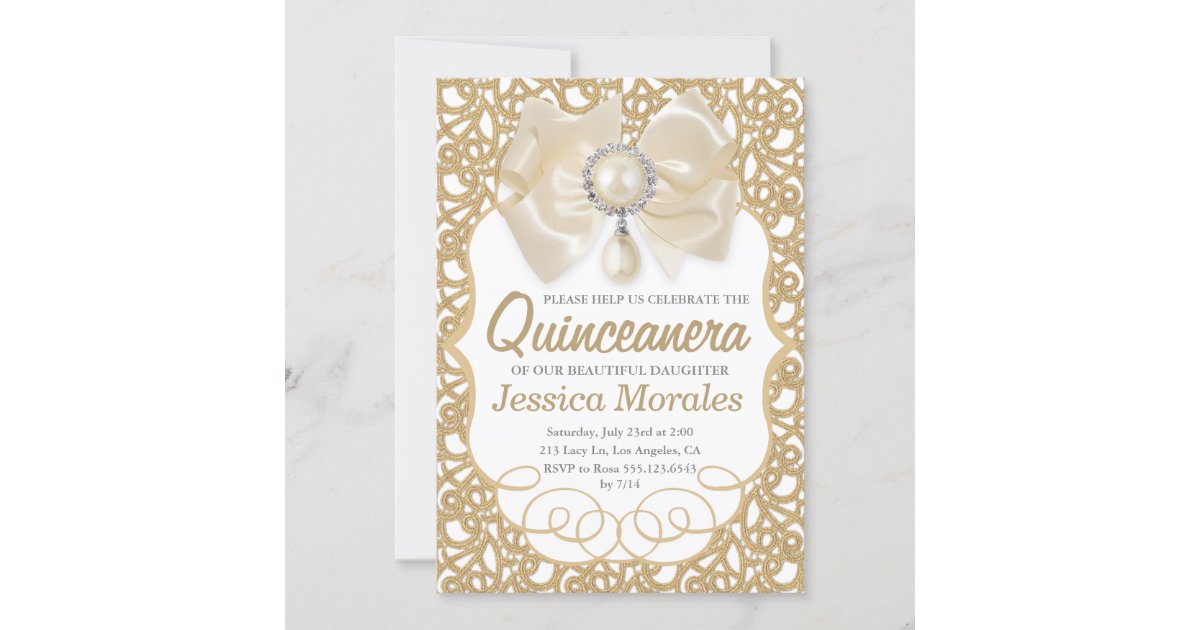 Beautiful Gold Quinceanera Celebration Invitation | Zazzle