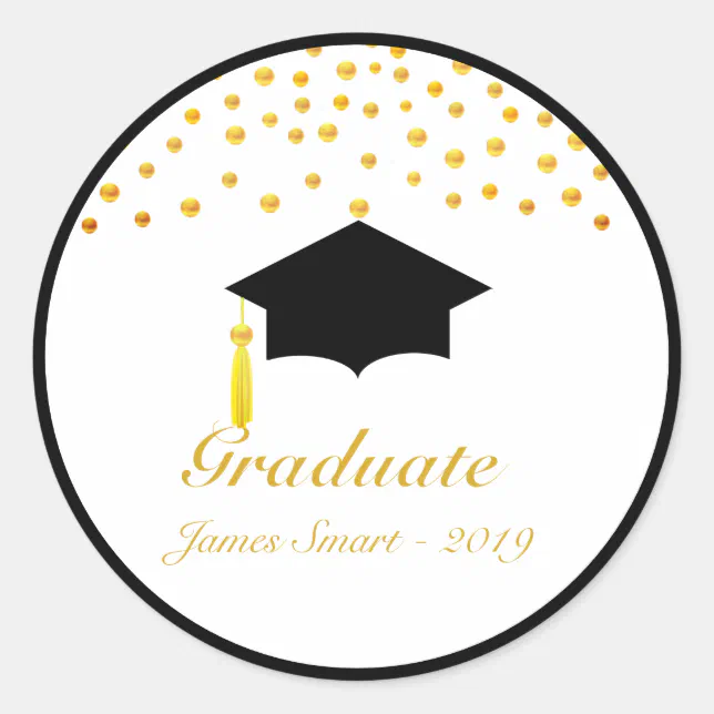 Beautiful Golden Confetti Graduate Sticker | Zazzle