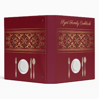 Beautiful Golden & Maroon Family Cookbook 3 Ring Binder | Zazzle