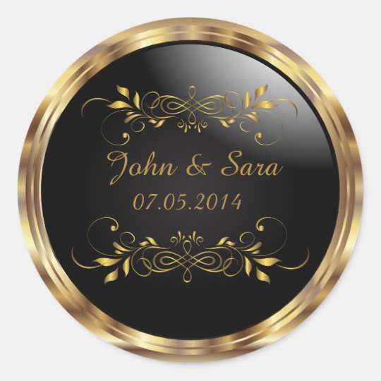 Beautiful Golden Metallic Outline Classic Round Sticker | Zazzle.com