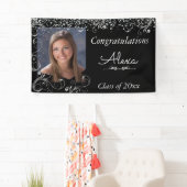 Beautiful, Graduation, Silver Glitter and Confetti Banner | Zazzle