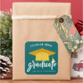 Beautiful Green Gold Grad Hat 2024 Graduation Square Sticker | Zazzle
