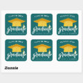 Beautiful Green Gold Grad Hat 2024 Graduation Square Sticker | Zazzle