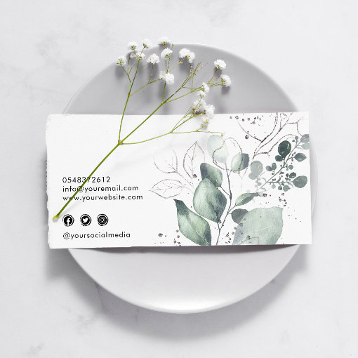 Beautiful green plants feminine business calling card | Zazzle
