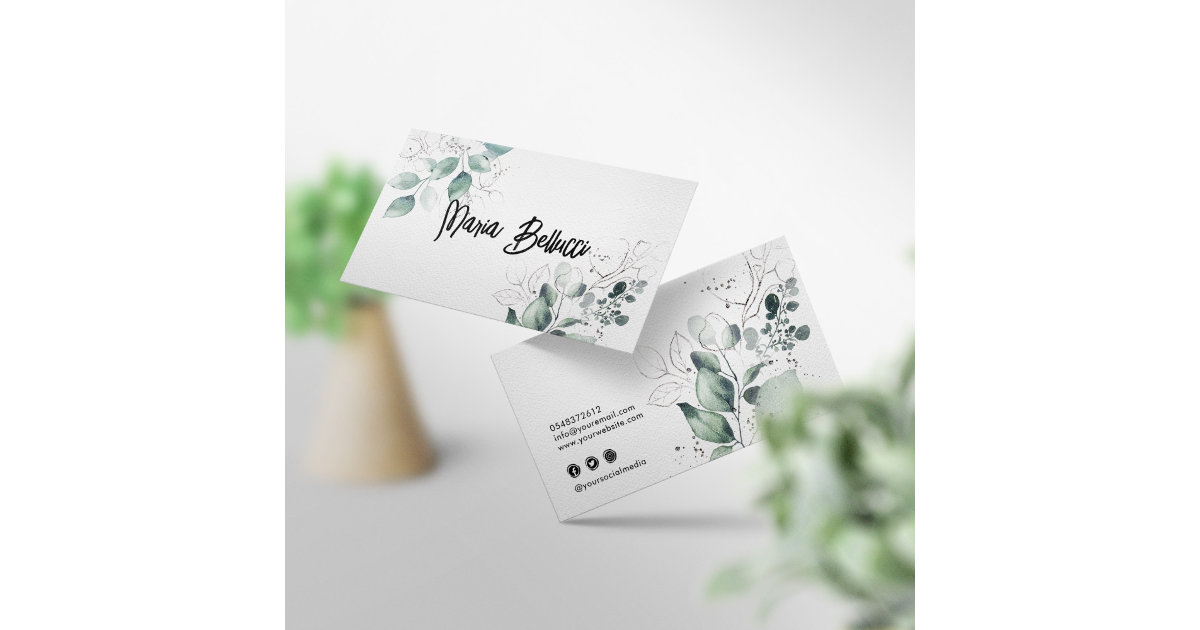 Beautiful green plants feminine business calling card | Zazzle
