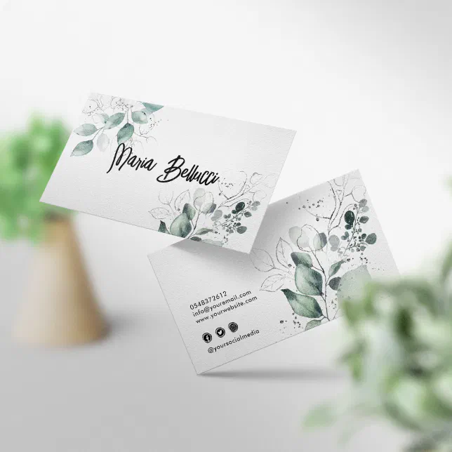 Beautiful green plants feminine business calling card | Zazzle