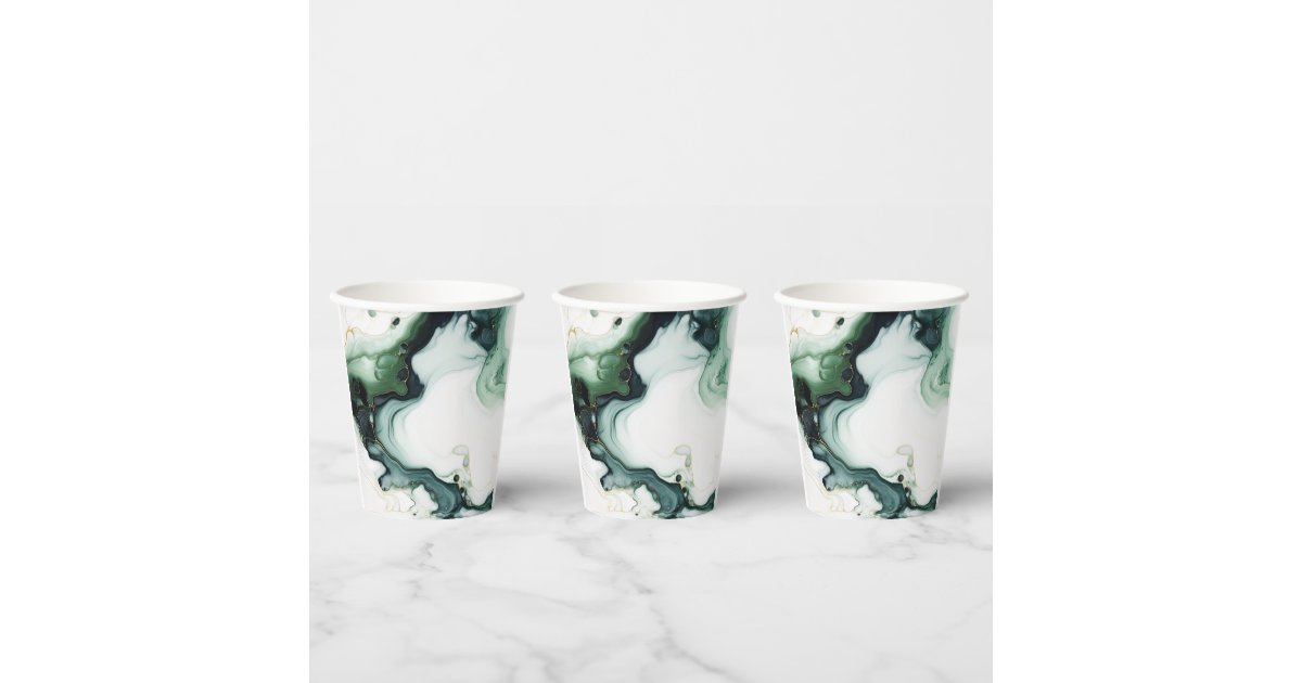 Beautiful Green Turquoise Agate Marble Paper Cups | Zazzle