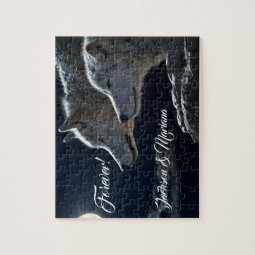 Beautiful Grey Wolves at Night Jigsaw Puzzle | Zazzle