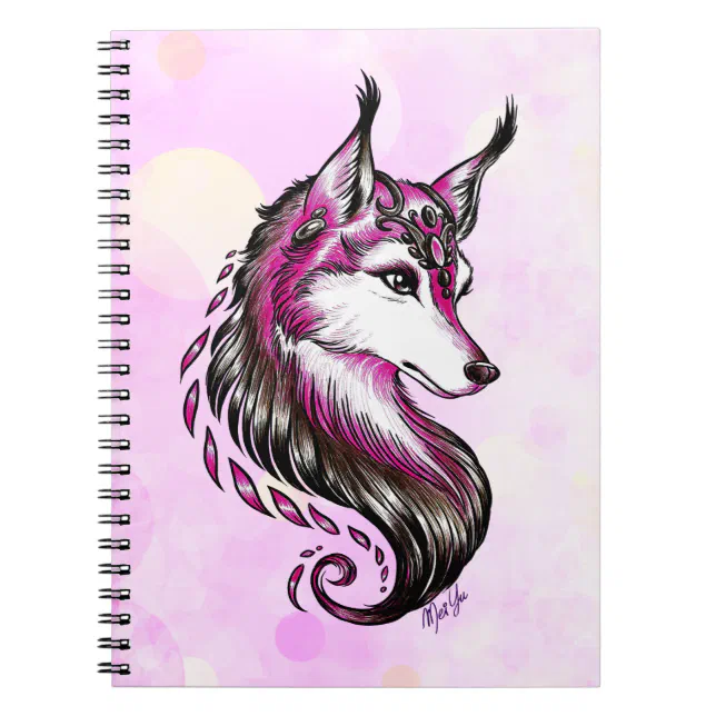 Beautiful Hand Drawn Wolf Art School Notebook | Zazzle