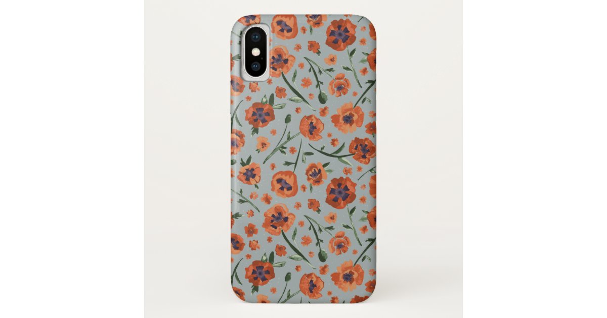 Beautiful Hand Painted Orange Poppy Flower Pattern Case-Mate iPhone ...