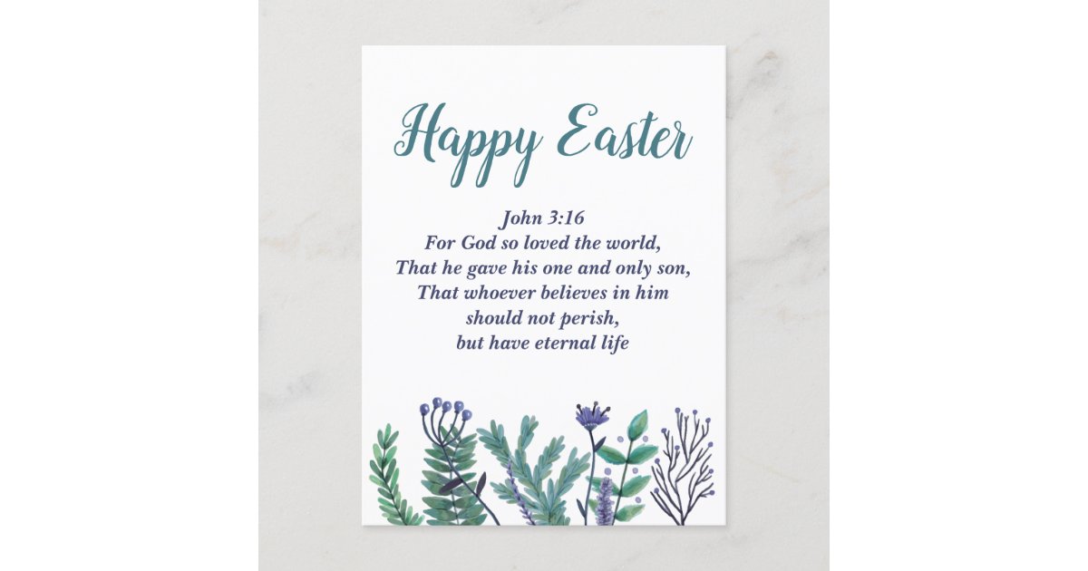 Beautiful Happy Easter John 3:16 Bible Verse Postcard | Zazzle