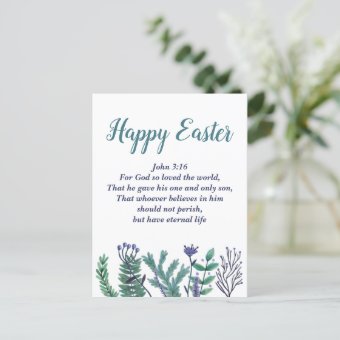 Beautiful Happy Easter John 3:16 Bible Verse Postcard | Zazzle