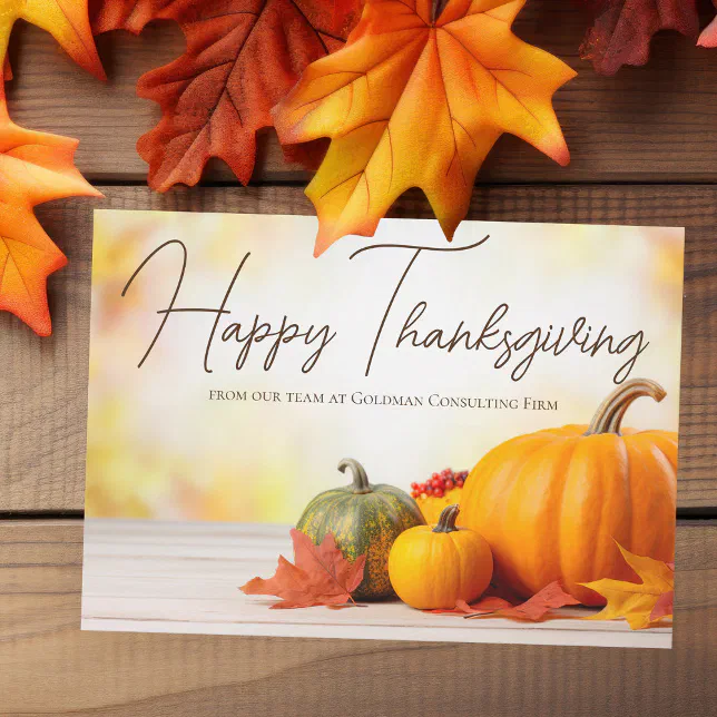 Beautiful Happy Thanksgiving Customizable Business Holiday Card | Zazzle