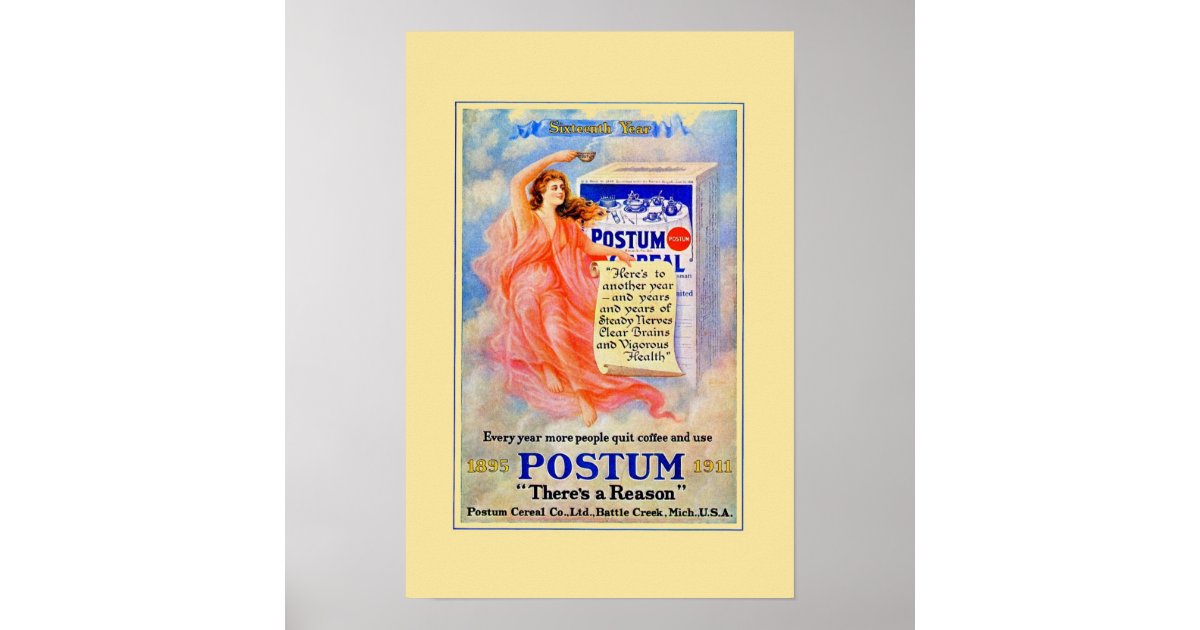 Beautiful Hard to Find Vintage POSTUM Girl Image Poster | Zazzle