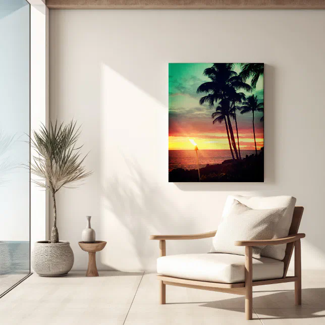 Beautiful Hawaiian Sunset Stretch Canvas Print | Zazzle