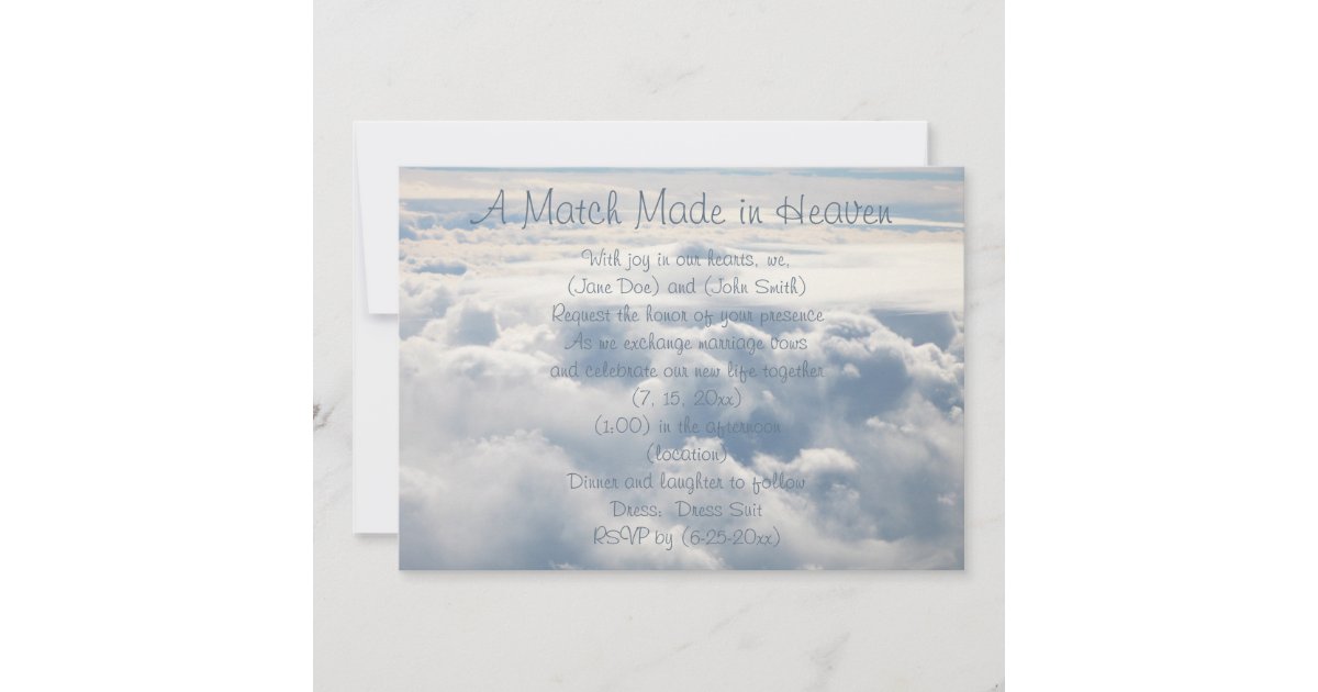 Beautiful Heavenly Clouds Wedding Invitation | Zazzle