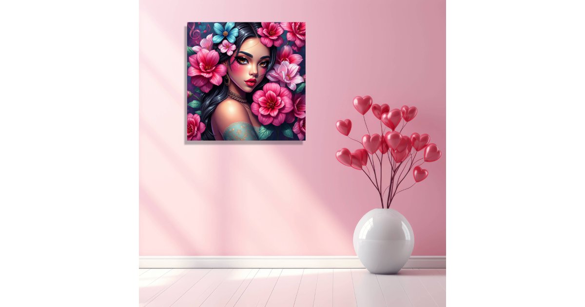 Beautiful Hispanic Anime Woman Poster | Zazzle
