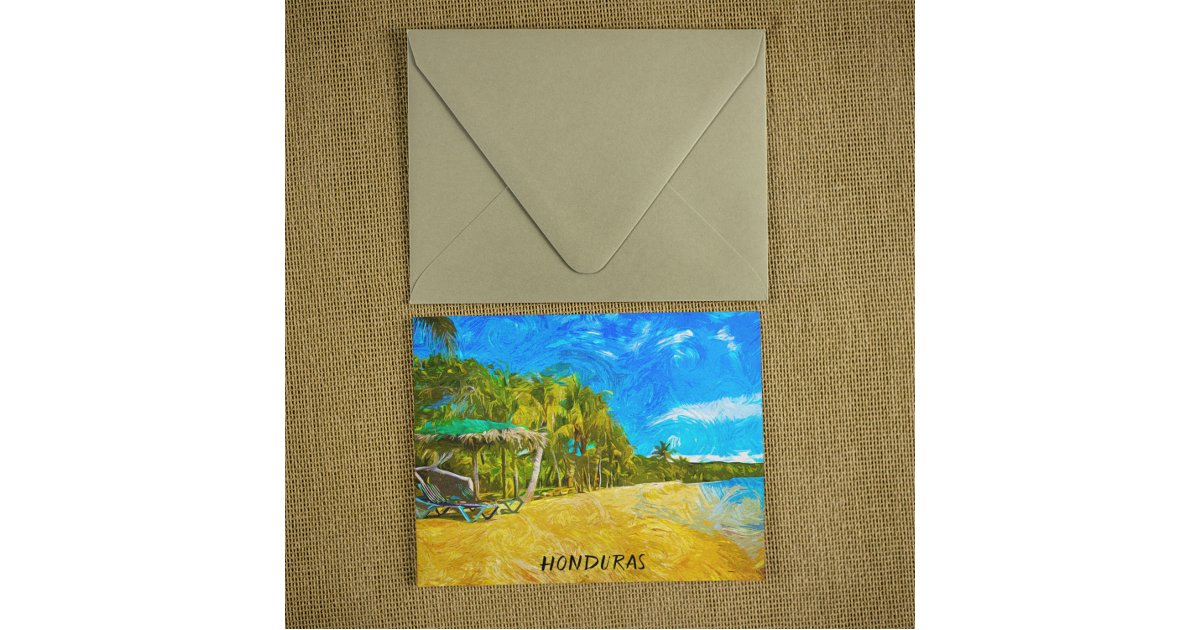Beautiful Honduras Ocean View Oil Paint Postcard | Zazzle
