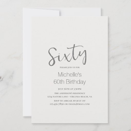 Beautiful Horse Modern Script 60th Birthday Invitation | Zazzle