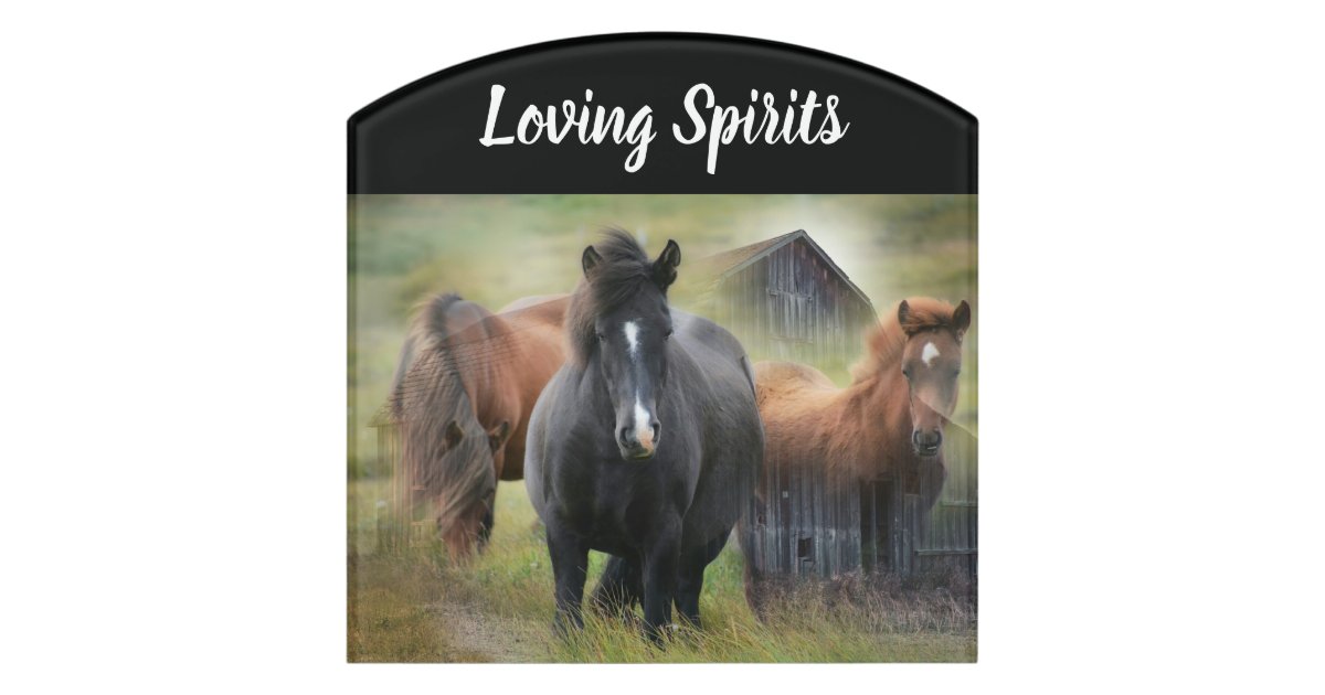 Beautiful Horses and Rustic Barn Door Sign | Zazzle