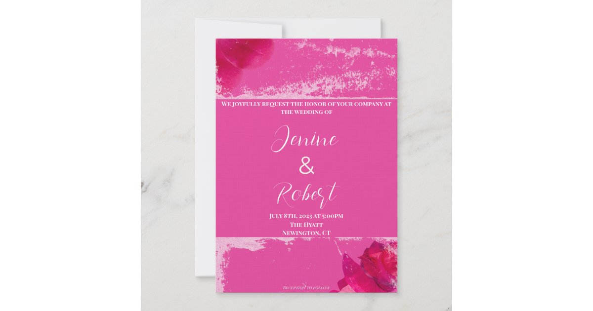 Beautiful hot pink Wedding invitation | Zazzle