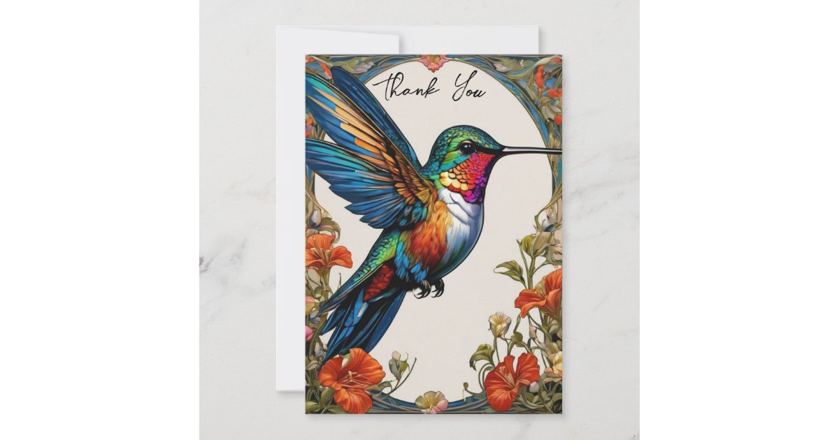 Beautiful Hummingbird Thank You Card | Zazzle