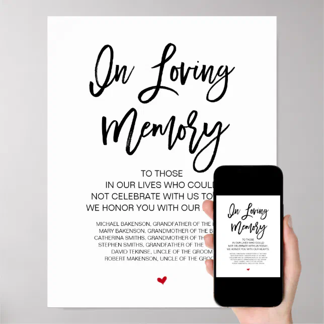 Beautiful In Loving Memory, Black memorial table Poster | Zazzle