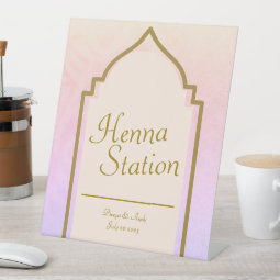 Beautiful Indian Arabian Nights Henna Station Pedestal Sign | Zazzle
